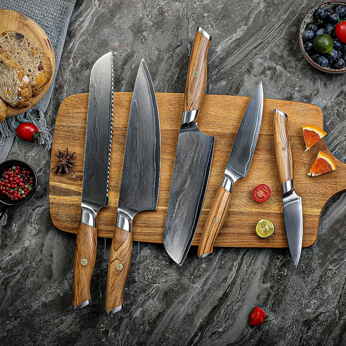 VG-10 Chef Knives – Olive Wood Handle | Hikari Knife