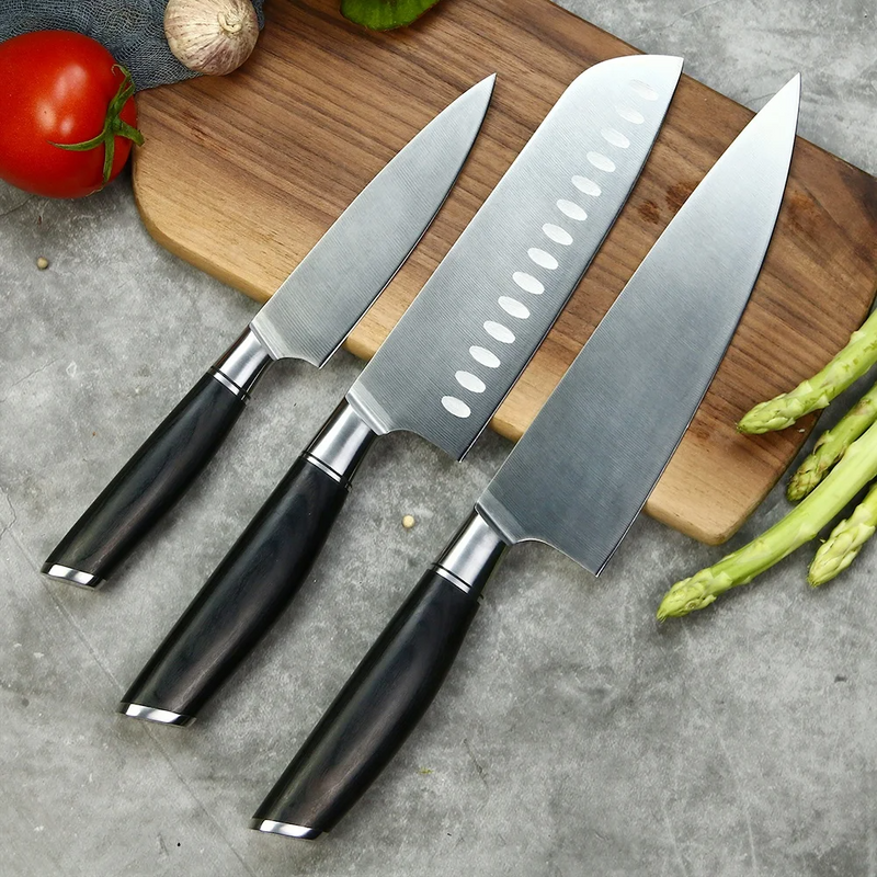 Small Kitchen Knife – German Steel Blade with Black Pakkawood Handle