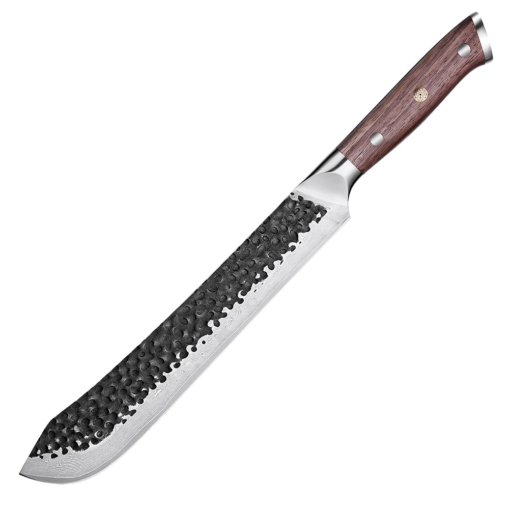 Butcher VG-10 Kurouchi Hammered Damascus Premium Walnut Handle 23cm