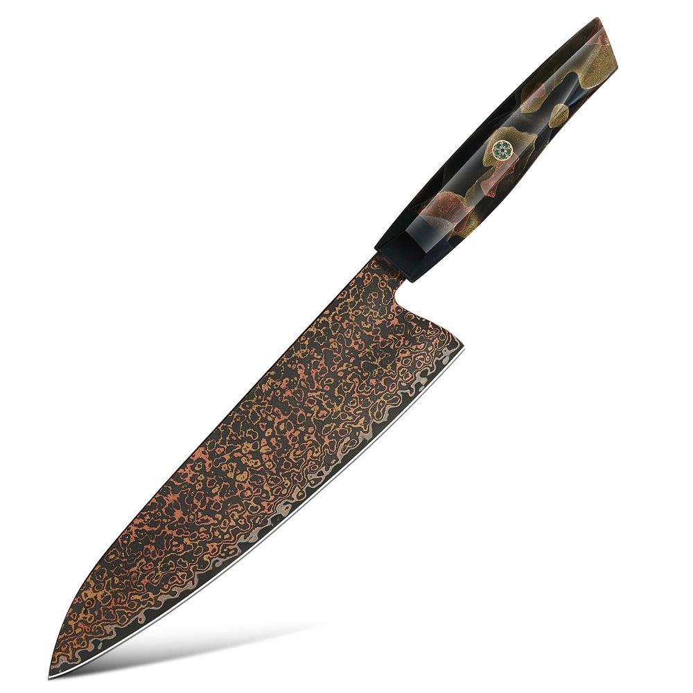 VG10 Damascus Chef Knife – Copper Core, G10 Resin Handle | Hikari Knife
