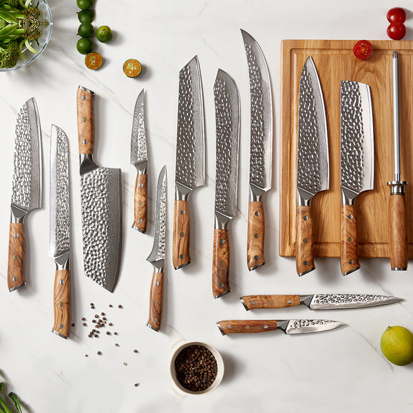 All-Purpose Chef Knife – Damascus Blade with Olive Wood Handle